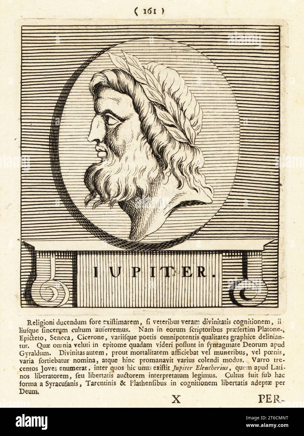 Jupiter in laurel wreath, chief Olympian god of the Roman pantheon; god ...