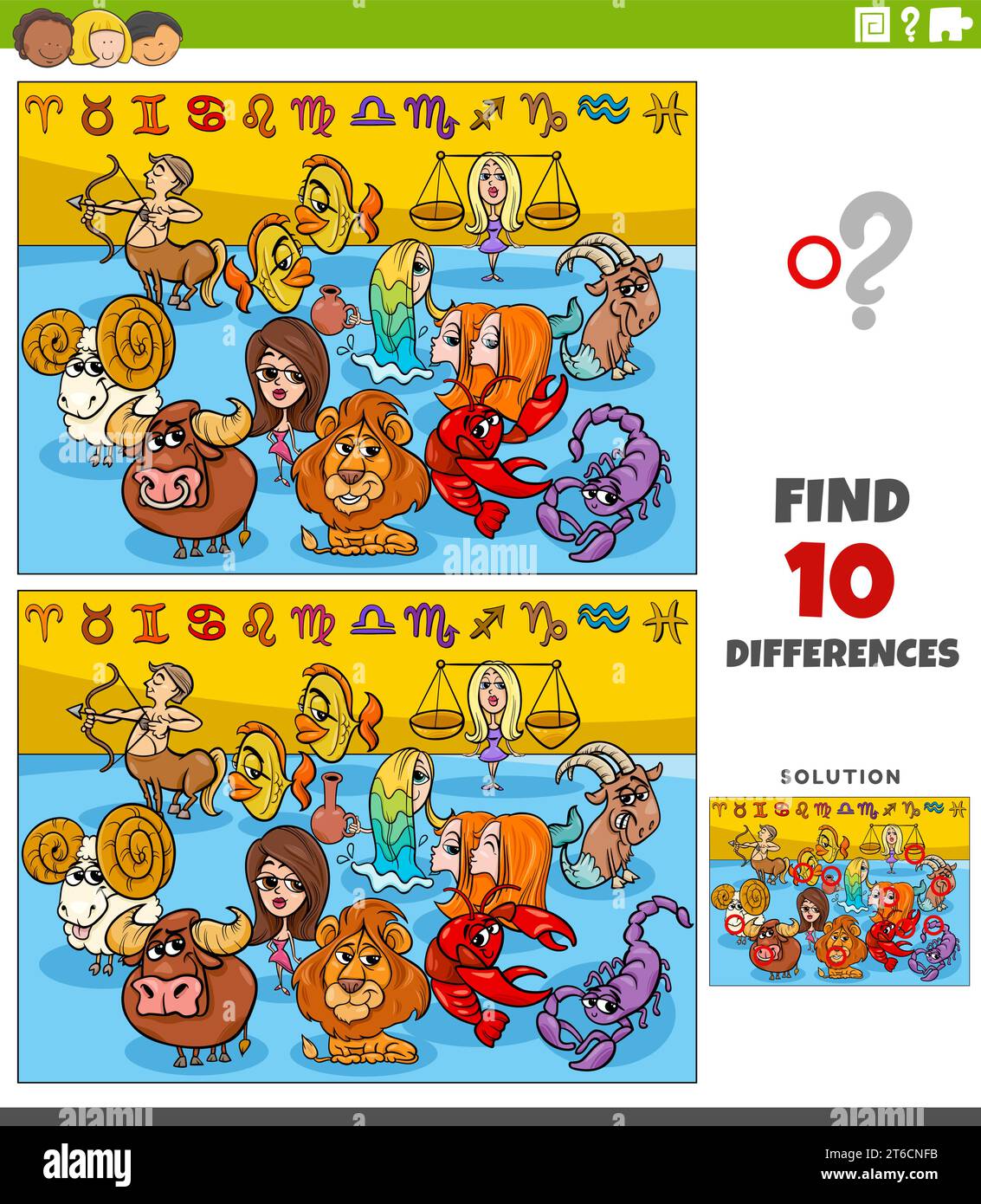 Cartoon illustration of finding the differences between pictures ...