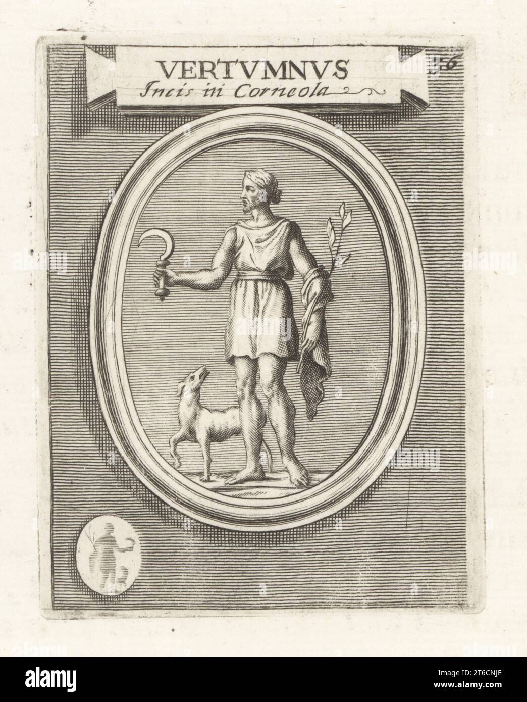 Vertumnus, Roman god of seasons, change and plant growth. With scythe ...