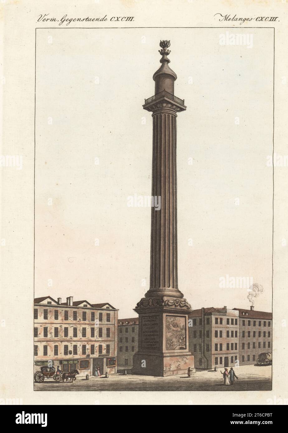 The London Monument, flame-topped 61m-tall Doric column erected in 1677 ...