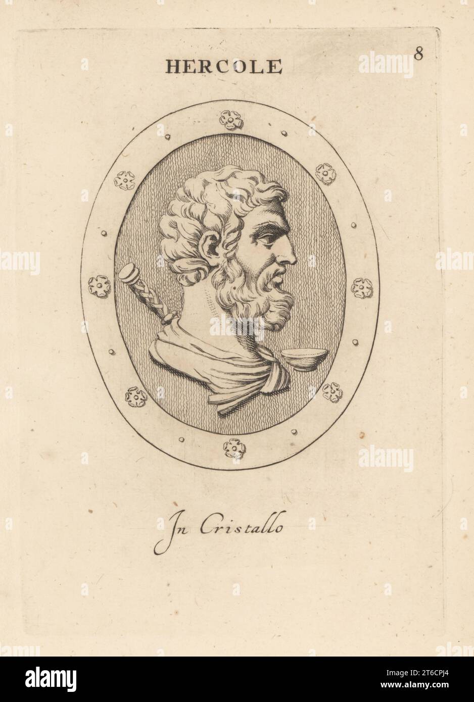 Bust of bearded Hercules with club and golden cup, a gift from Bacchus ...