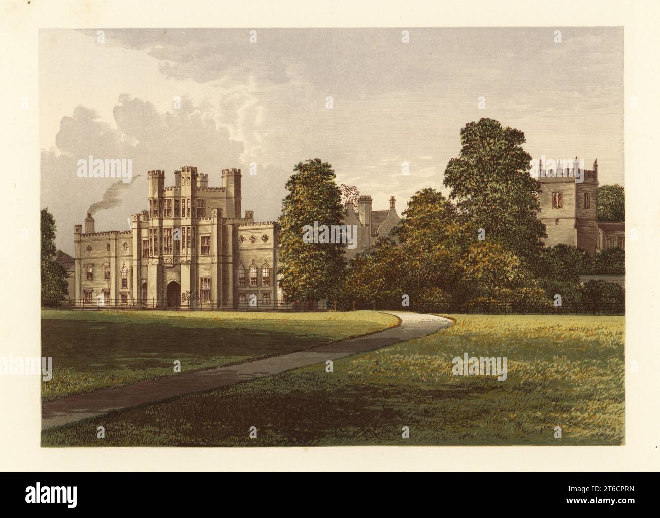 Coughton Court, Warwickshire, England. Tudor country house with tower ...