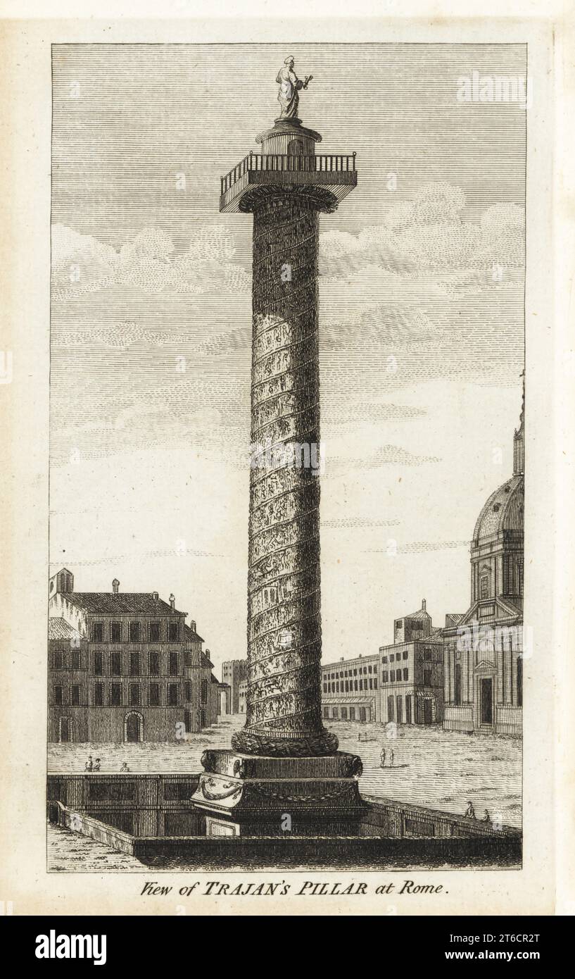 View of Trajan's Column, Rome, in the 18th century. Base with double ...