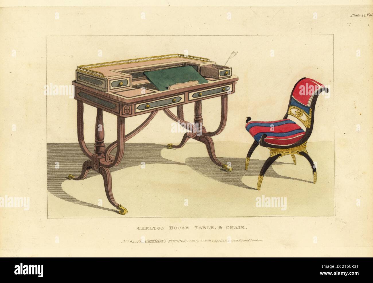 Regency writing desk and chair, named for the London residence of the ...