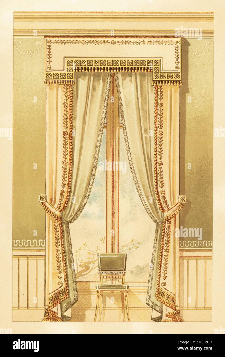 Fantasy wall hanging, circa 1900. Lambrequin and curtains in same ...