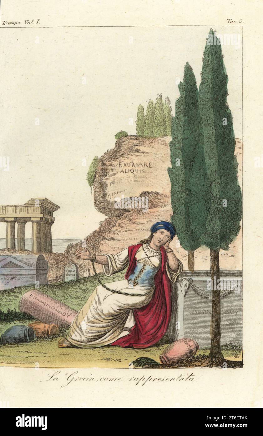 Allegorical representation of Greece by Choiseul-Gouffier. She sits ...