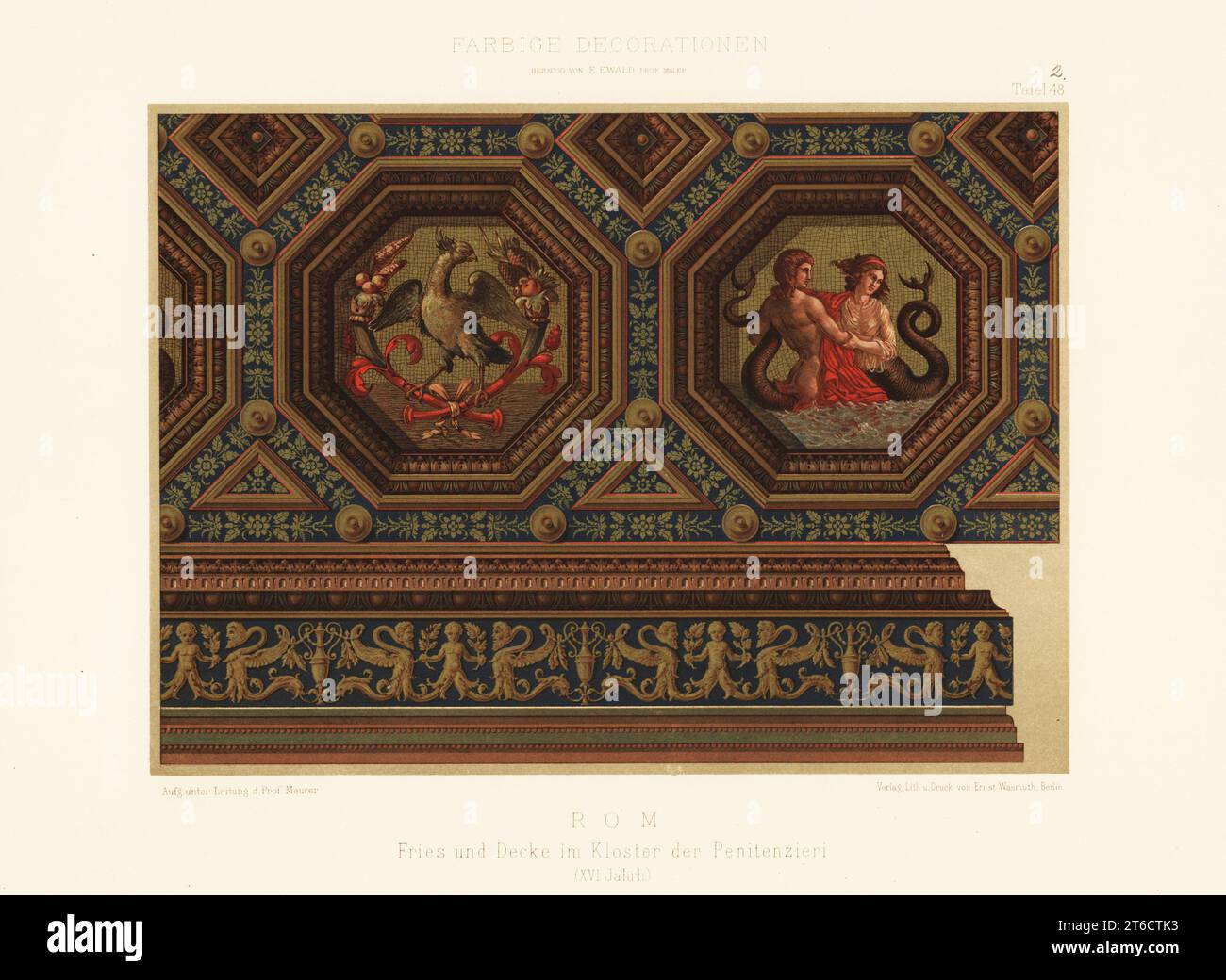 Frieze and ceiling in the Monastery of the Penitenzieri, Rome, 16th ...