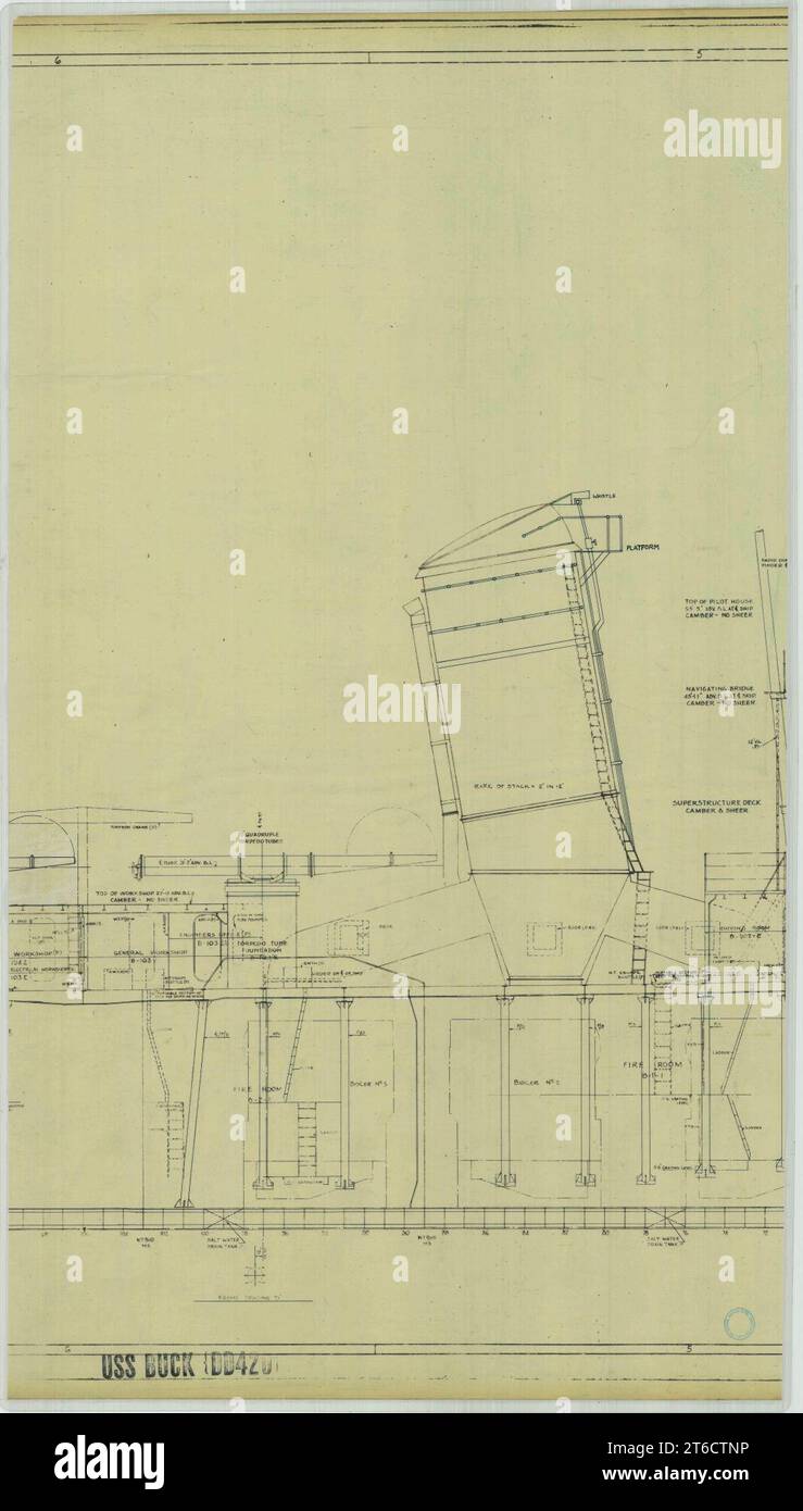USS Buck (DD-420)- Deck Supports & Compartment & Access Inboard Profile ...