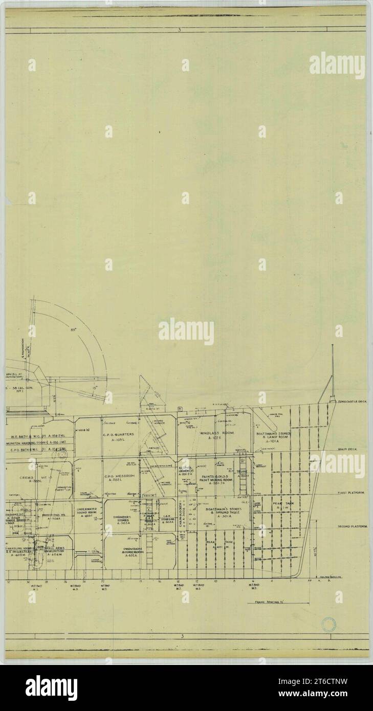 USS Buck (DD-420)- Deck Supports & Compartment & Access Inboard Profile ...