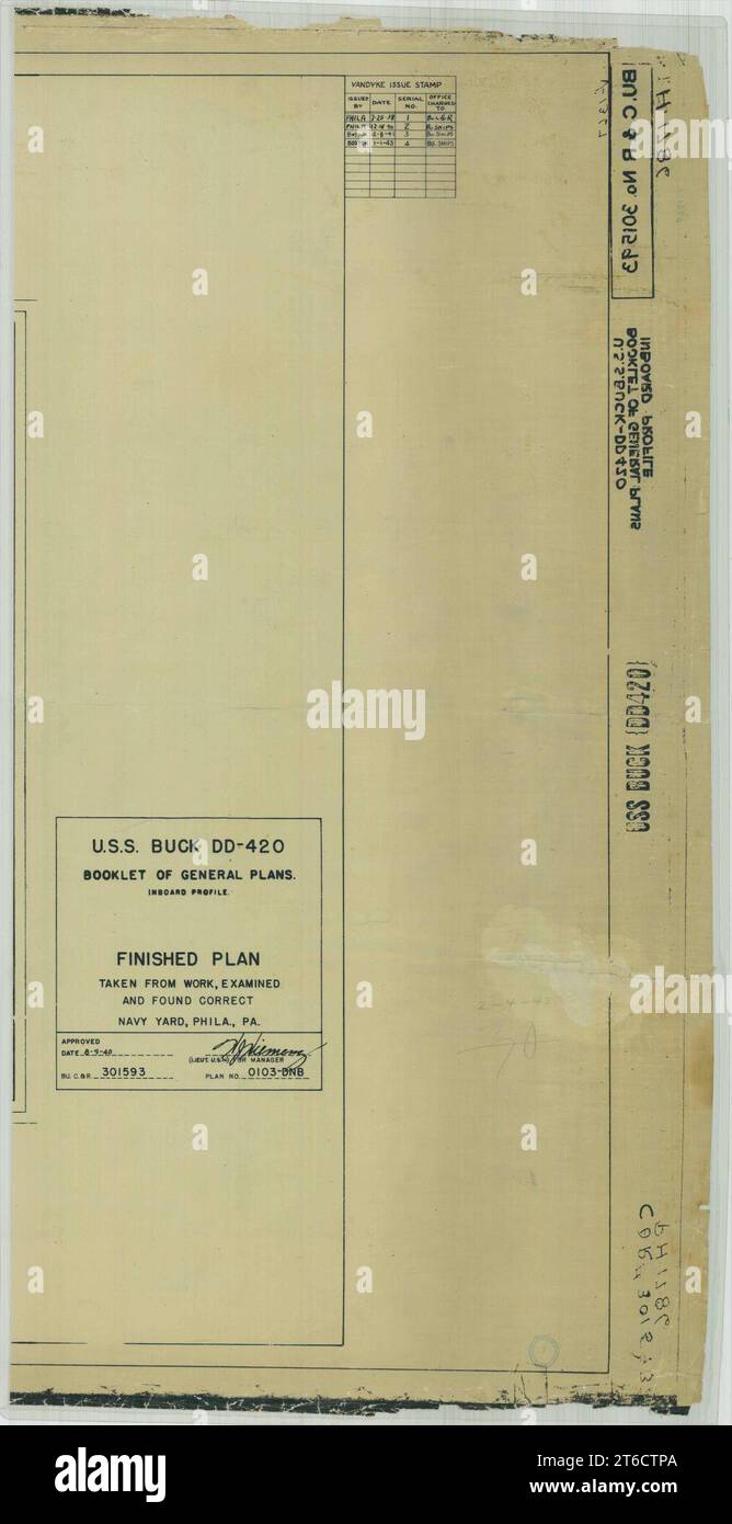 USS Buck (DD-420)- Booklet of General Plans. Inboard Profile Stock ...