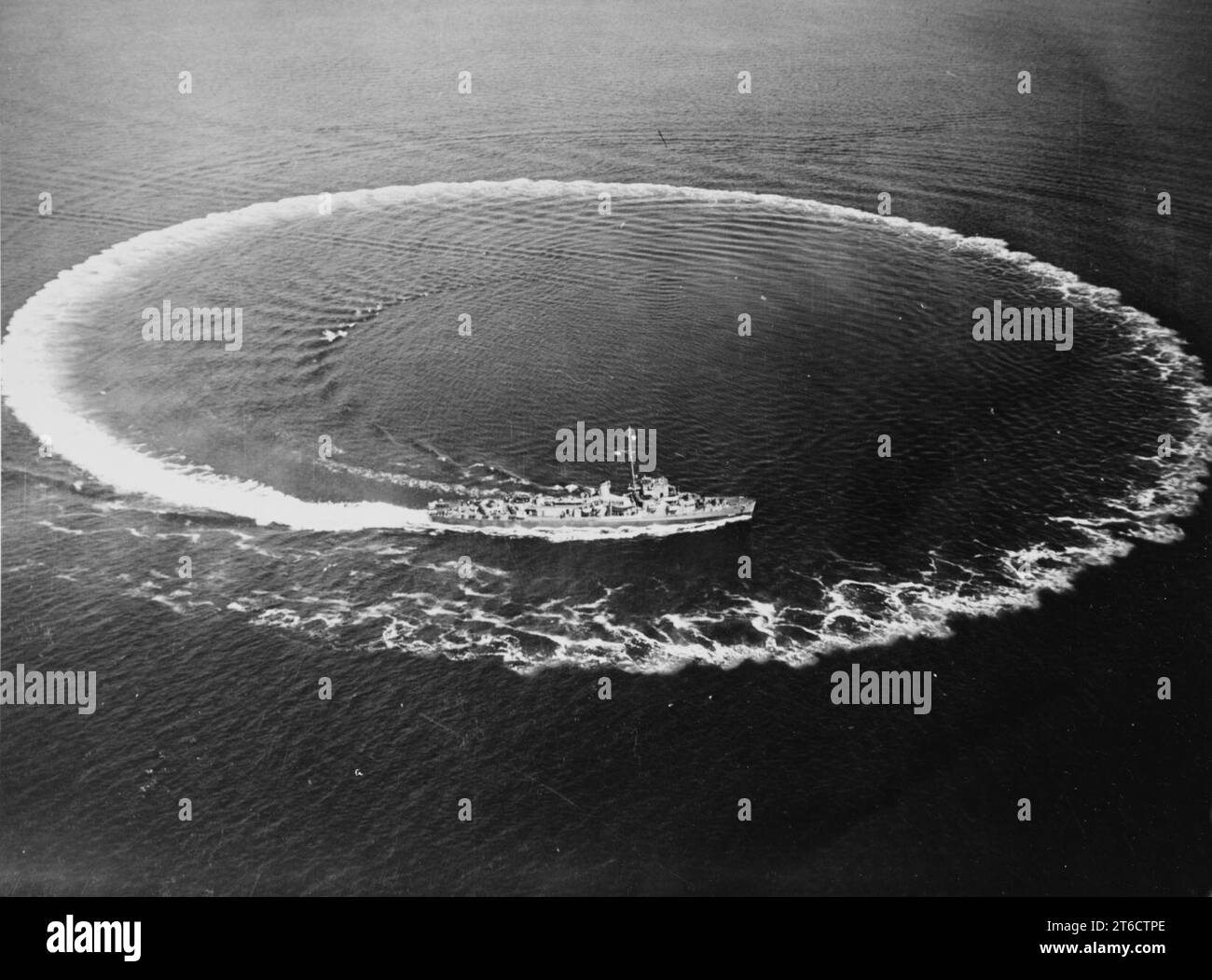 USS Buckley (DE-51) after steaming a full circle on 3 July 1943 Stock ...