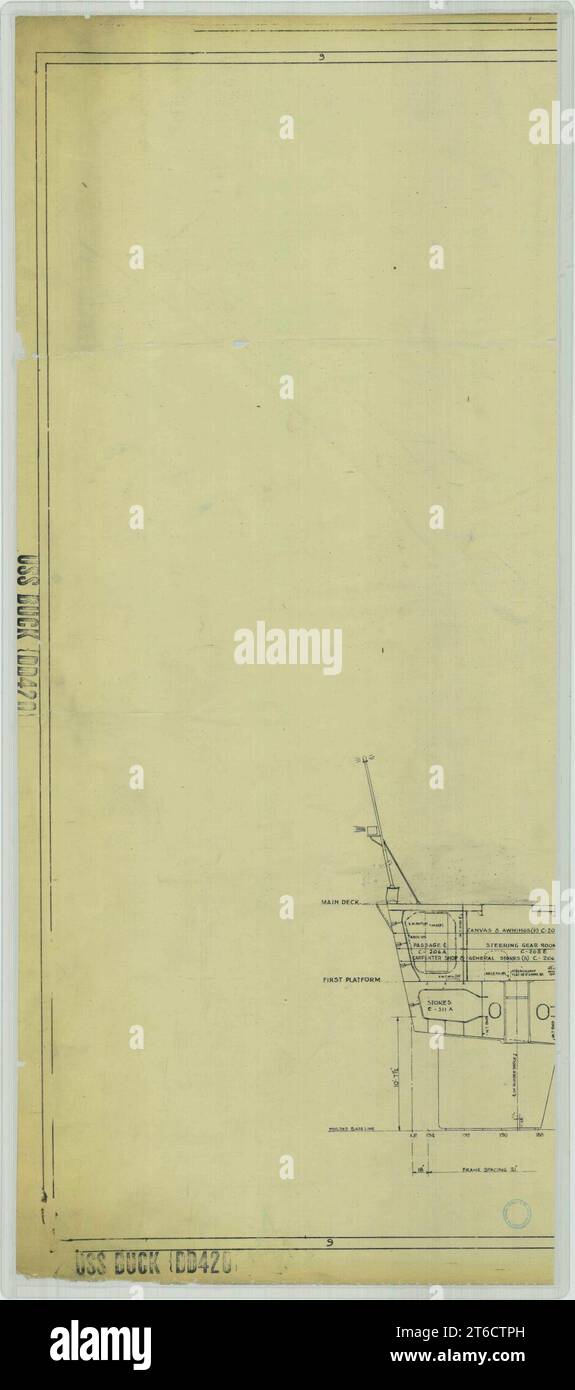 USS Buck (DD-420)- Deck Supports & Compartment & Access Inboard Profile ...