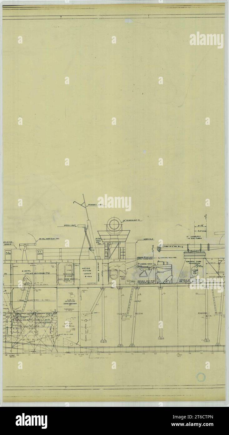 USS Buck (DD-420)- Deck Supports & Compartment & Access Inboard Profile ...