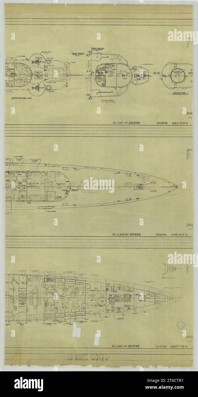 USS Buck (DD-420)- Booklet of General Plans. Main & Forecastle Decks & Bridges Stock Photo - Alamy