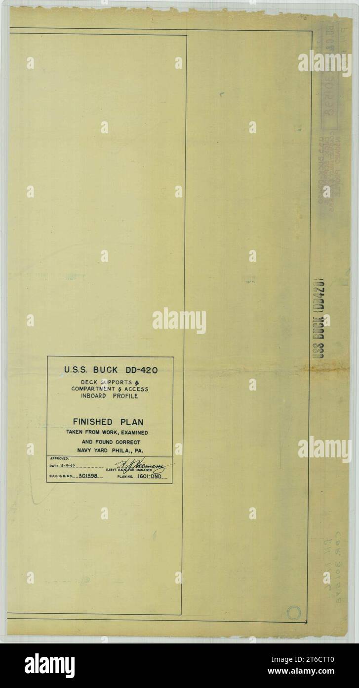USS Buck (DD-420)- Deck Supports & Compartment & Access Inboard Profile ...