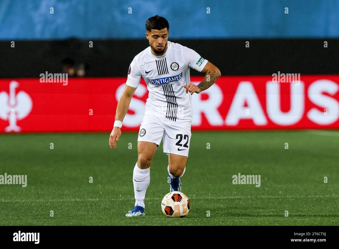 Bergamo, Italy, 9 November, 2023. Jusuf Gazibegovic (SK Sturm Graz) in ...