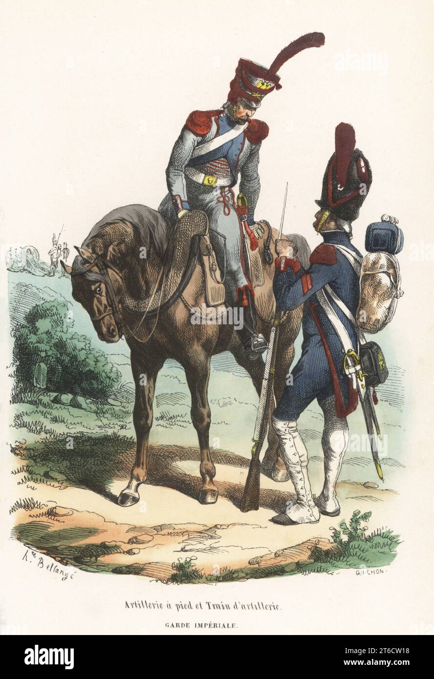 Line artillery gunner and train soldier, French Imperial Guard. Gunner ...