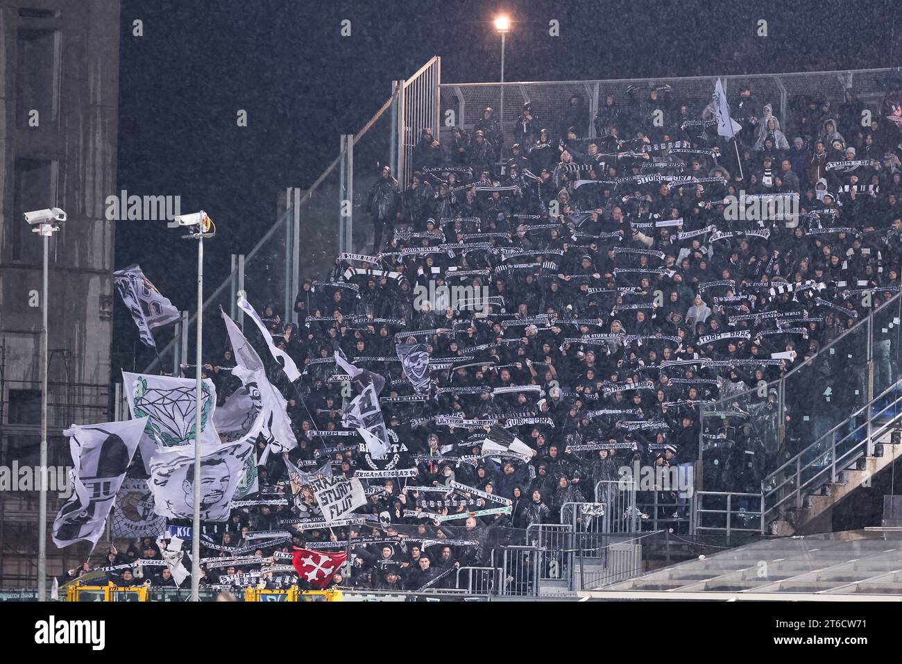 Bergamo, Italy, 9 November, 2023. Sturm Graz supporters during the ...