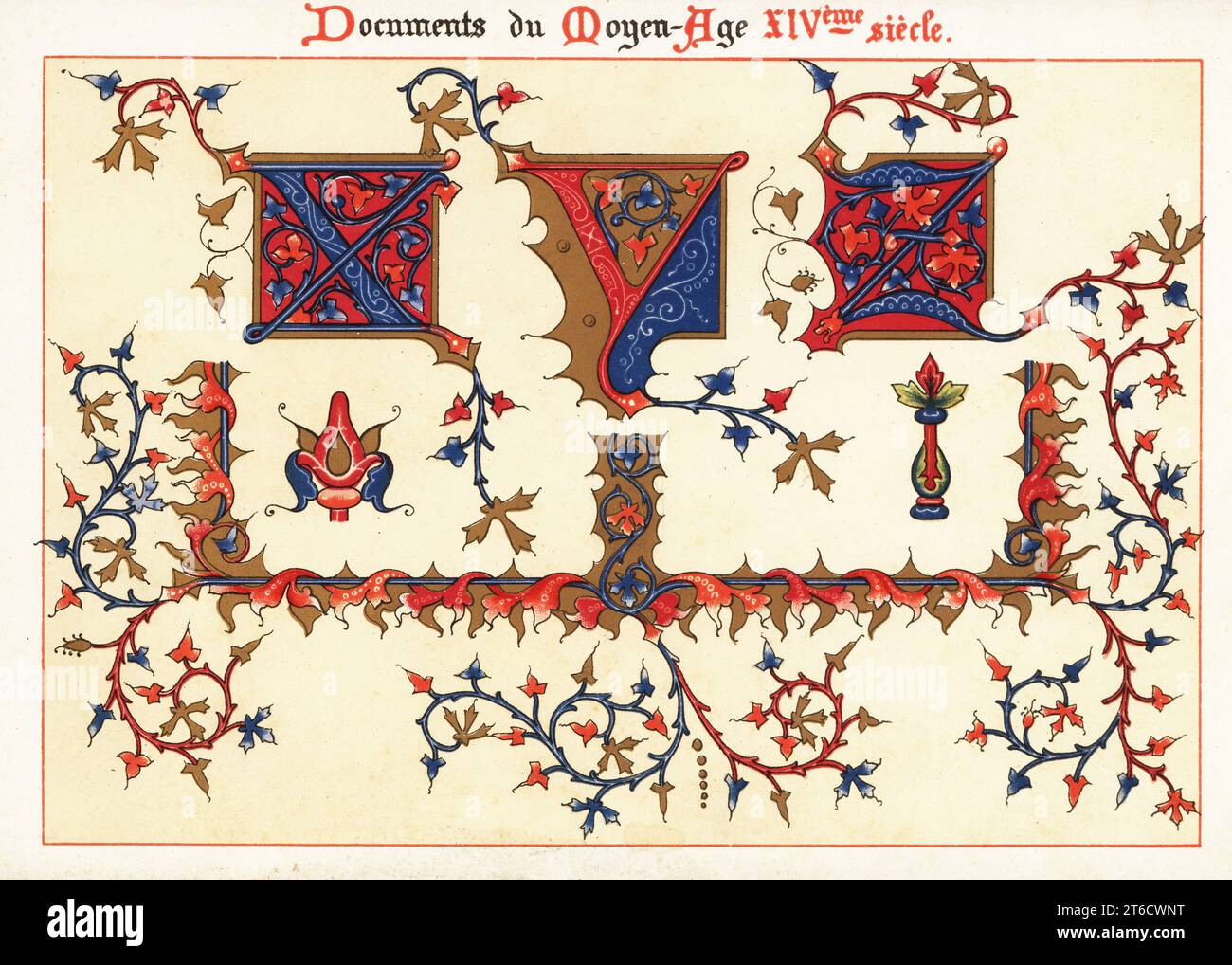 Initial letters XYZ and border foliage from Jean de Sys illuminated ...