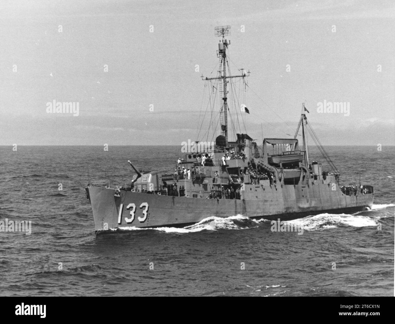 USS Burdo (APD-133) underway at sea, circa in the early 1950s Stock ...