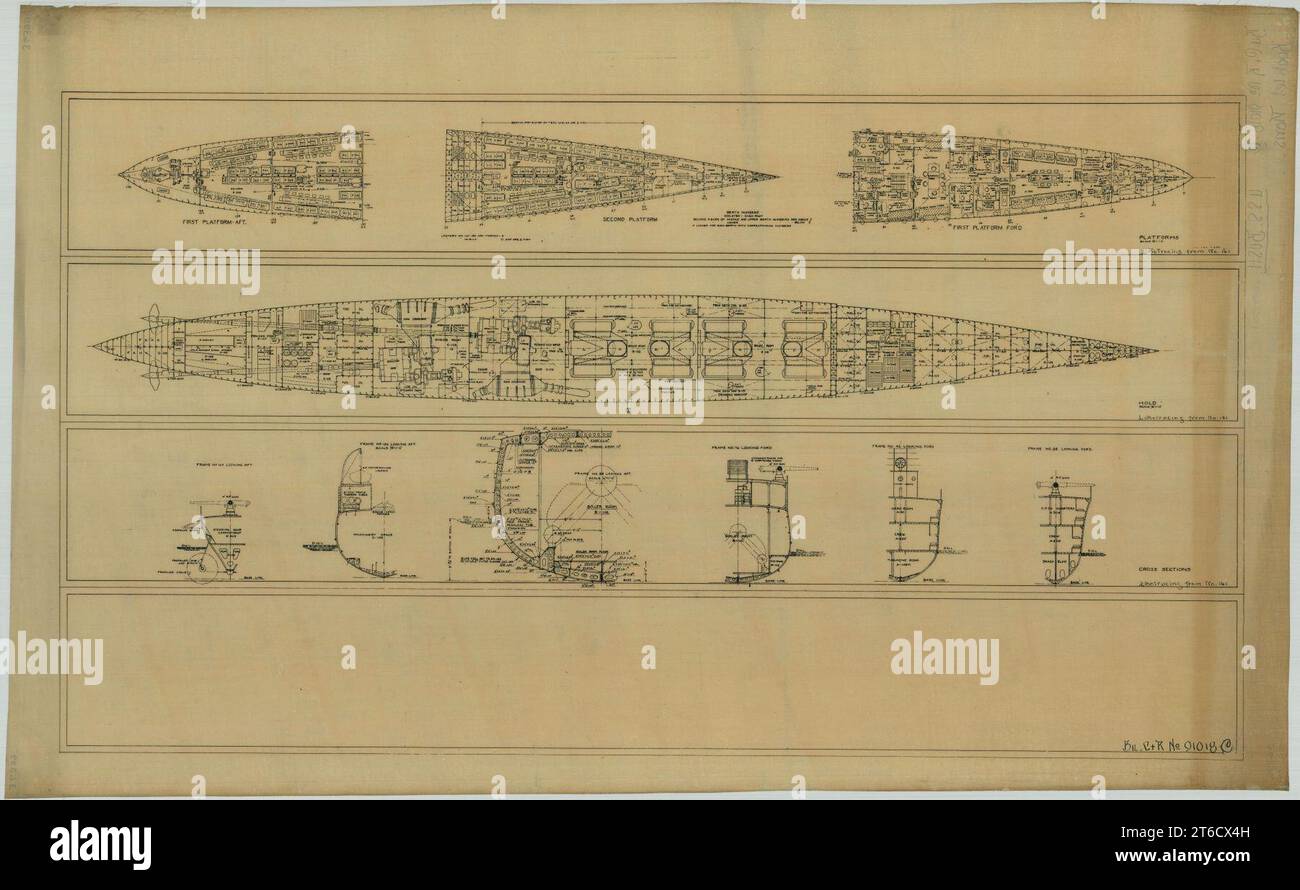 USS Bush (DD-166)- Platforms, Hold, Cross Sections Stock Photo - Alamy