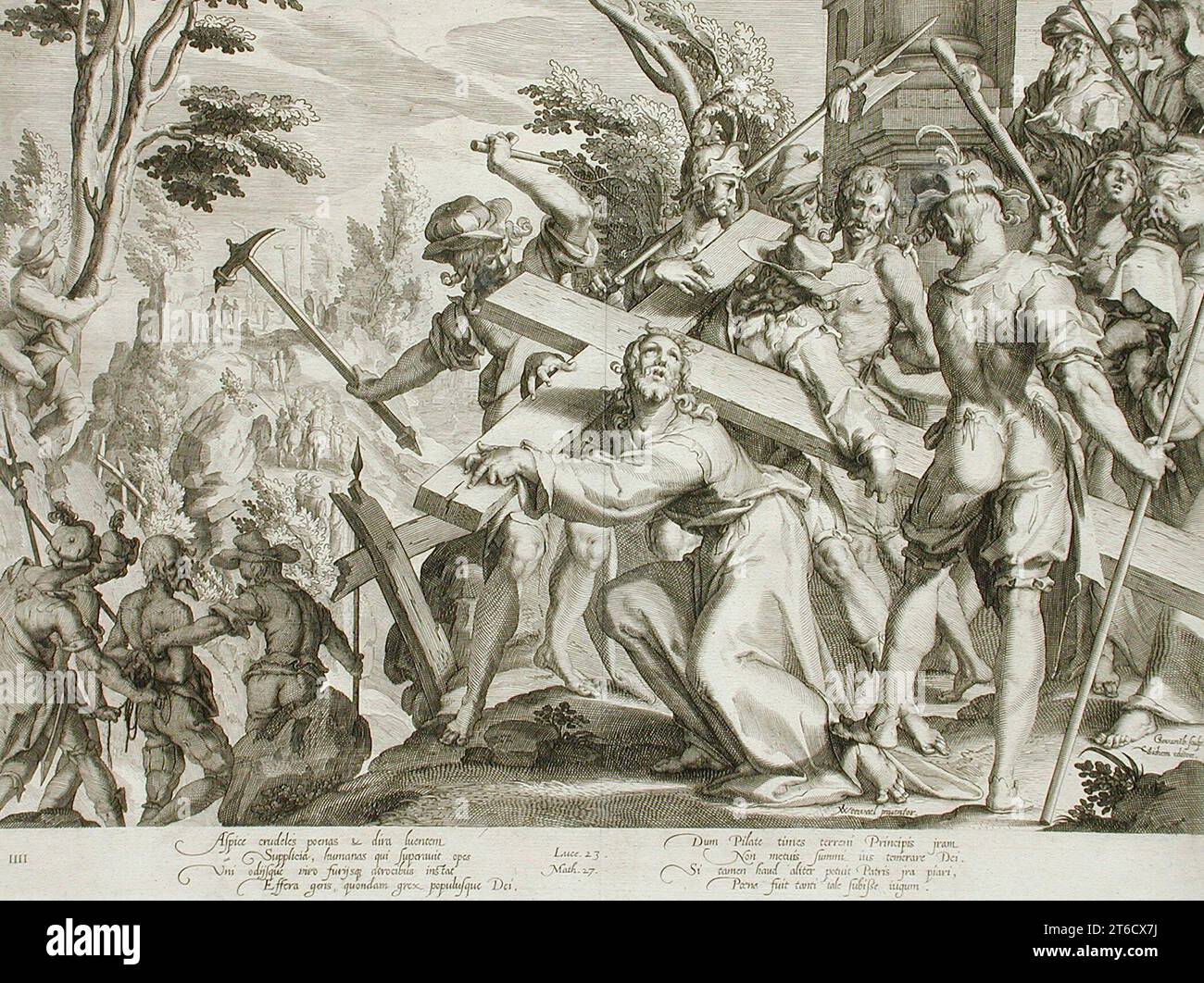 Christ Carrying the Cross, 1607. Series: Thronus Justitiae, pl. 4 Stock ...