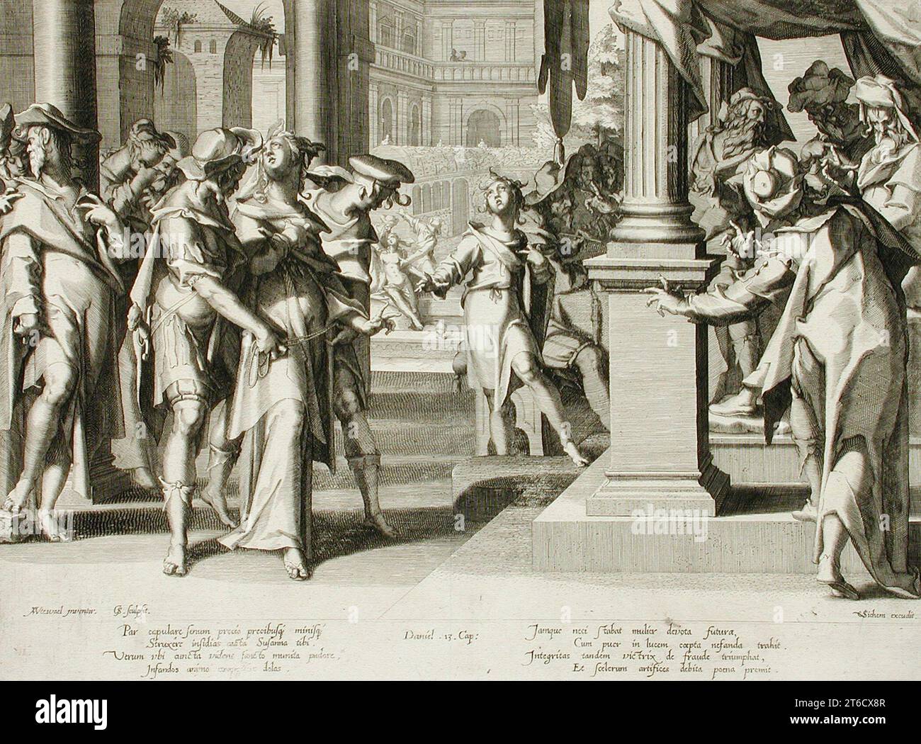 Susanna Before Daniel, 1607. Series: Thronus Justitiae, pl. 3 Stock ...