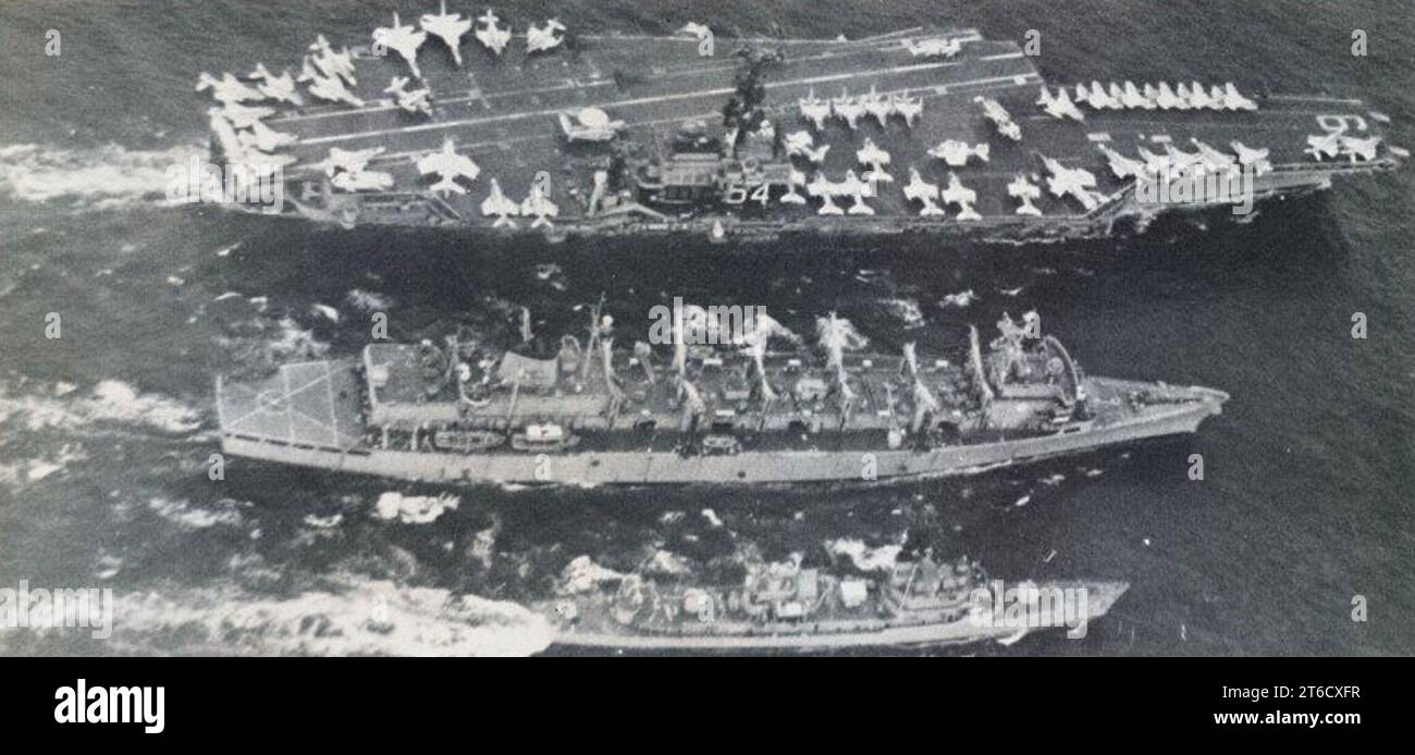 USS Camden (AOE-2) replenishes USS Constellation (CVA-64) and USS ...