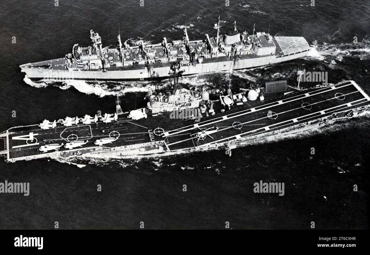 USS Camden (AOE-2) replenishes USS Ticonderoga (CVS-14) during the ...