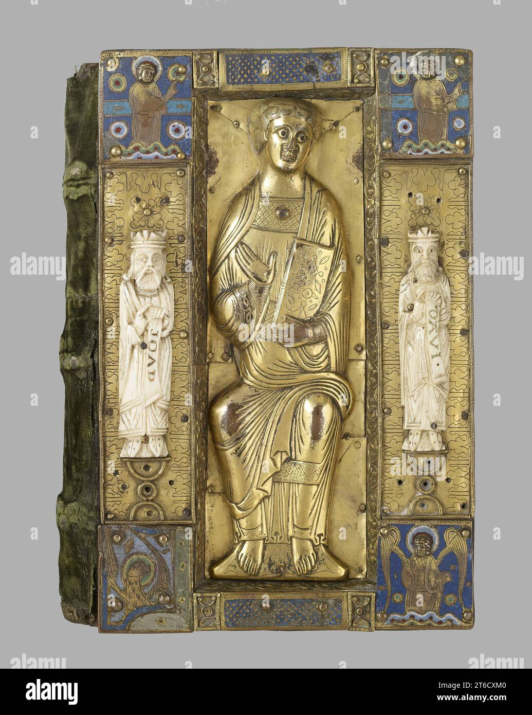 Cover to a psalter, 1st half 13th century. Seated figure with hand ...