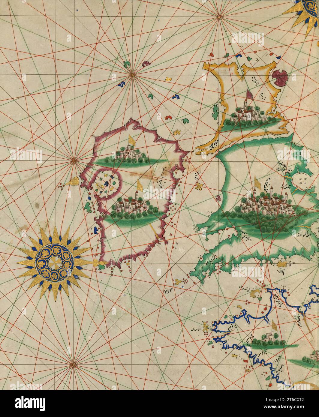 Map of Britain and Ireland, 10th century AH/AD 16th century. Page from ...