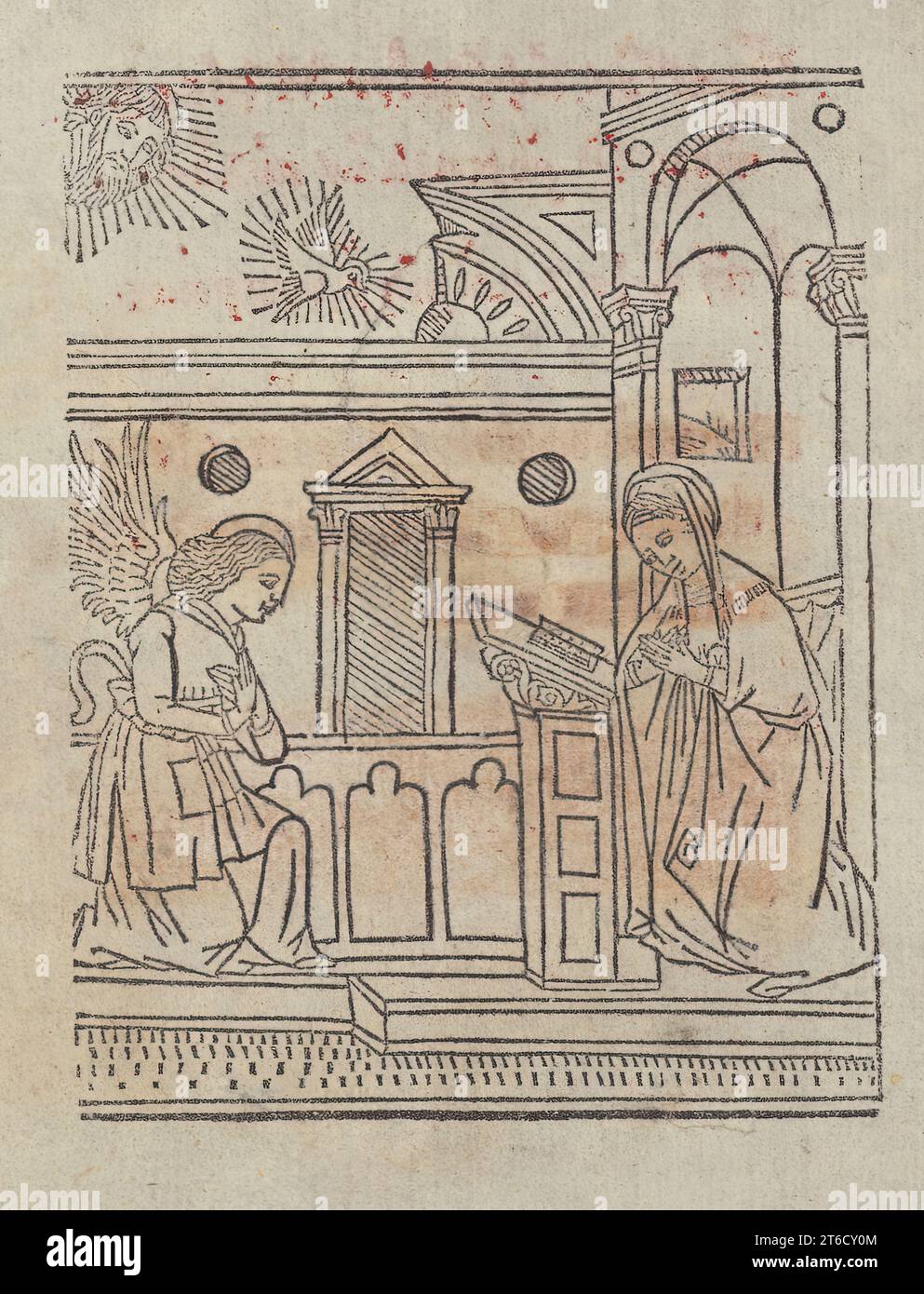 The Annunciation, 1497. From Horae (a book of hours). Inscribed by ... The Annunciation, 1497. From Horae (a book of hours). Inscribed by ...