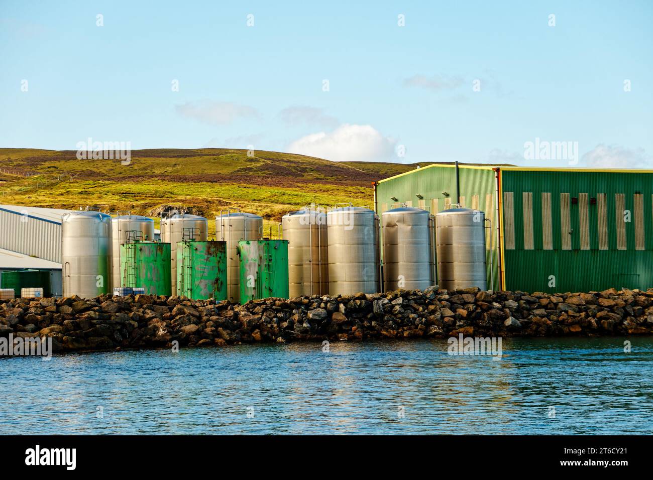 Green and Silver Storage Tanks Stock Photo - Alamy