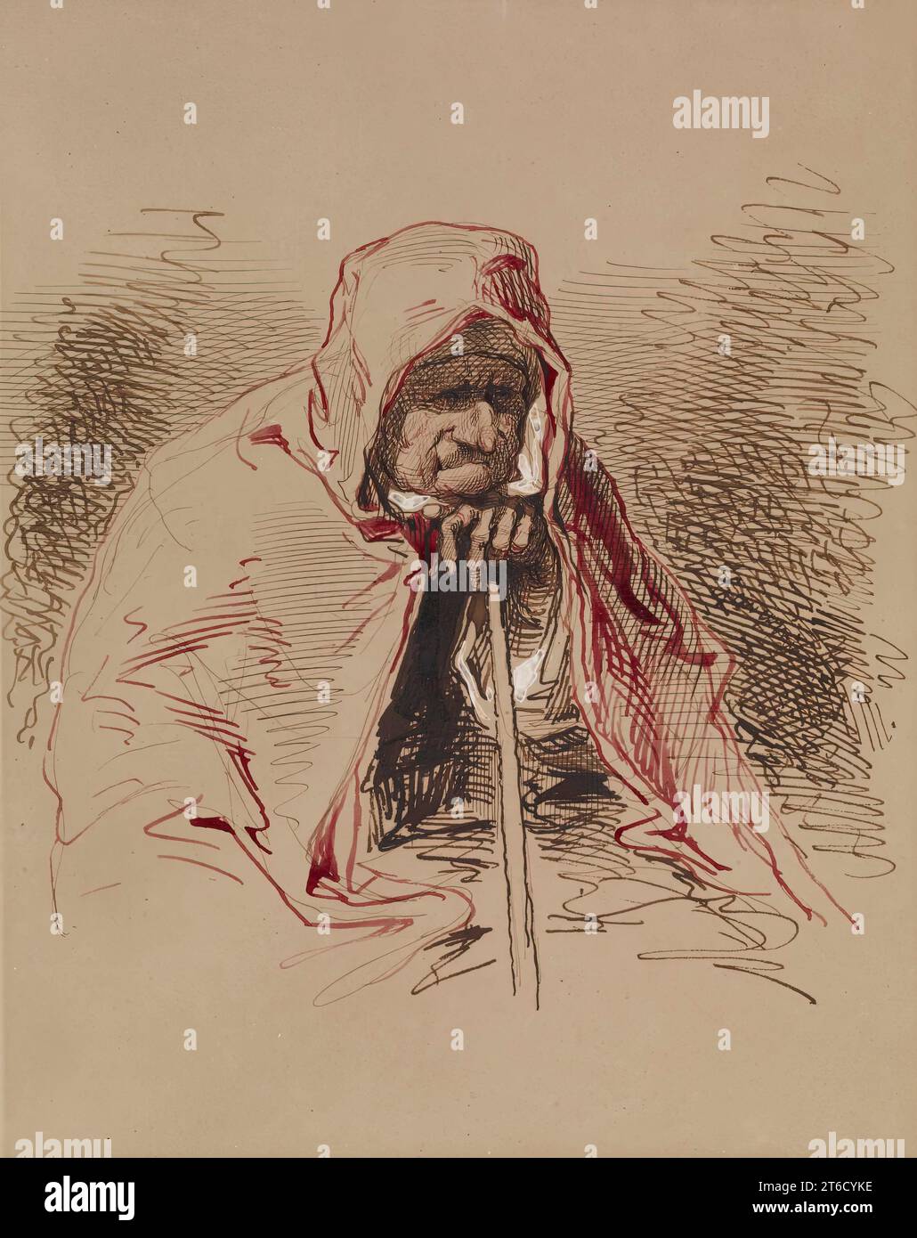 Old Lady in Red Shawl, 1852-1866 Stock Photo - Alamy