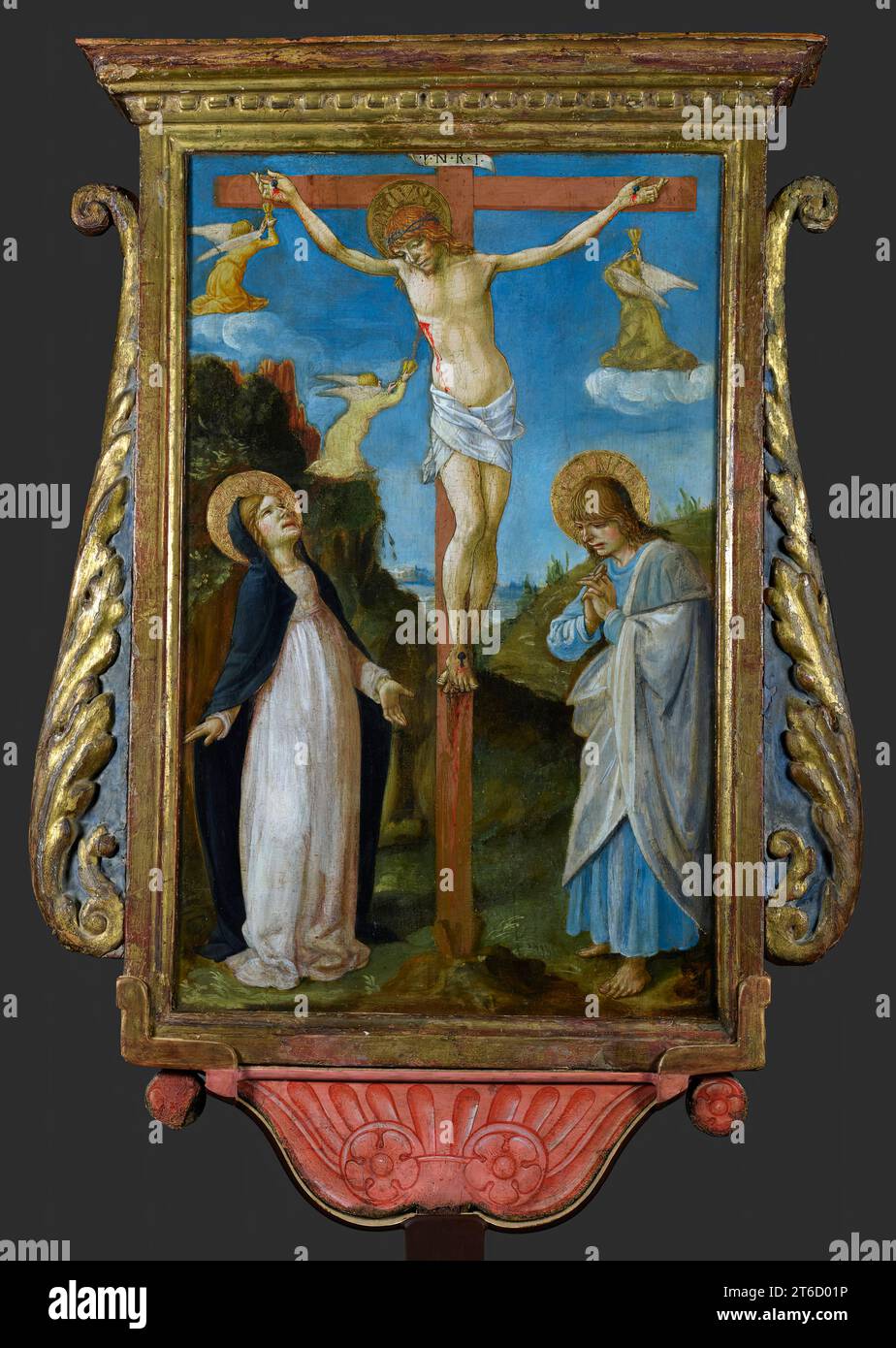 The Crucifixion; Saint Michael, c1480-1490. This double-sided painting originally functioned as ...