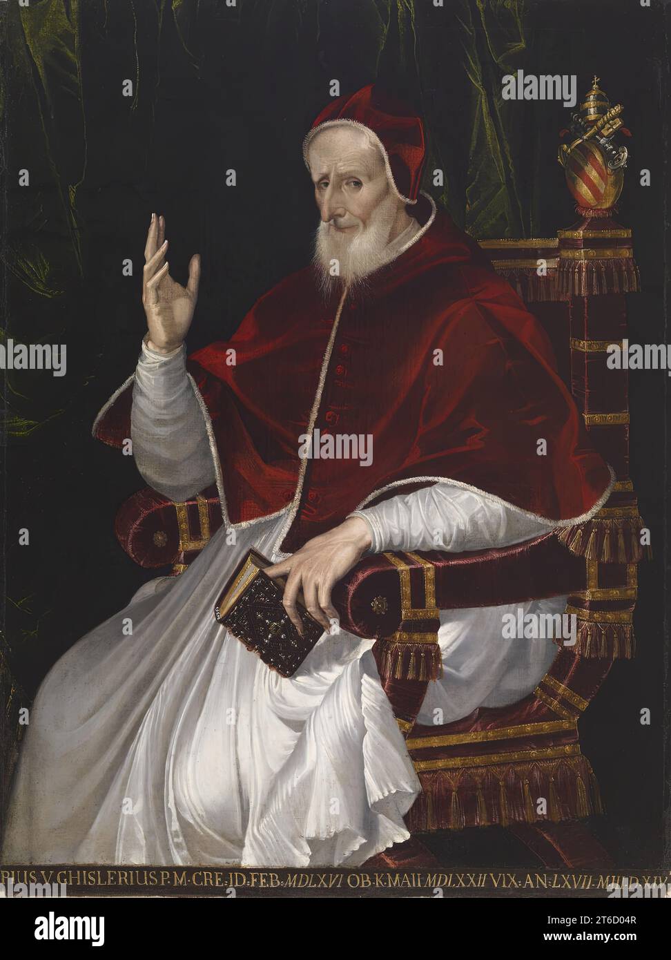 Portrait of Pope Pius V, c1566. The aging, enthroned pope turns toward ...