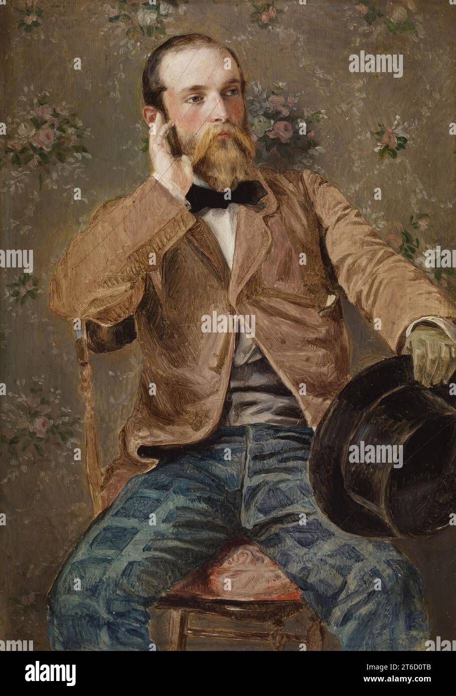 Self-Portrait with Flowered Wallpaper, 1848-1850 (?). The artist sits ...