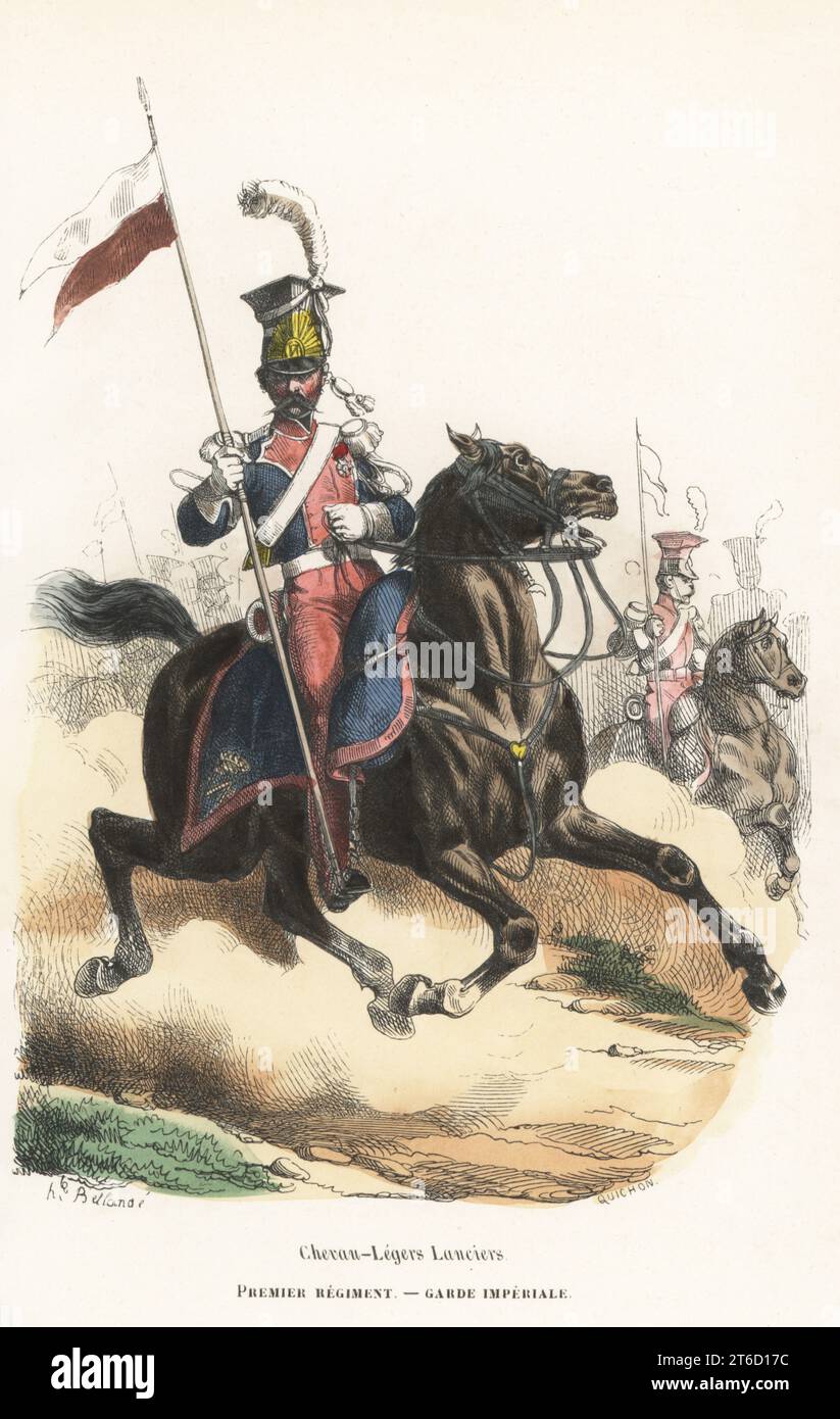 Uniform of the 1st Regiment Polish lancers, French Imperial Guard, in a ...