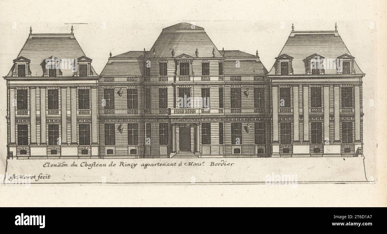 Elevation of the Chateau du Raincy, designed by French architect Louis ...