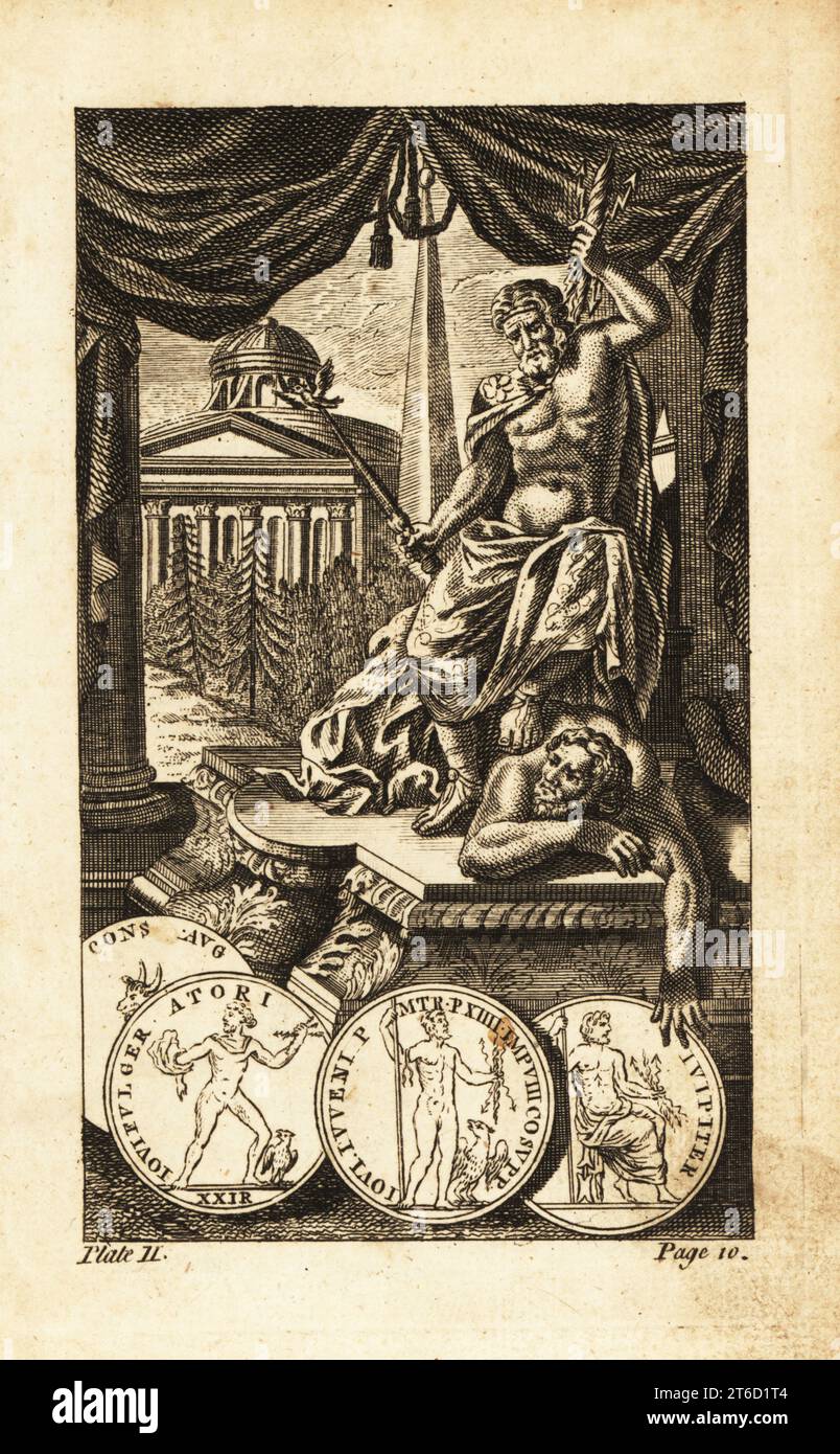 Jupiter or Jove, Roman god of the sky and thunder. With lightning bolt ...