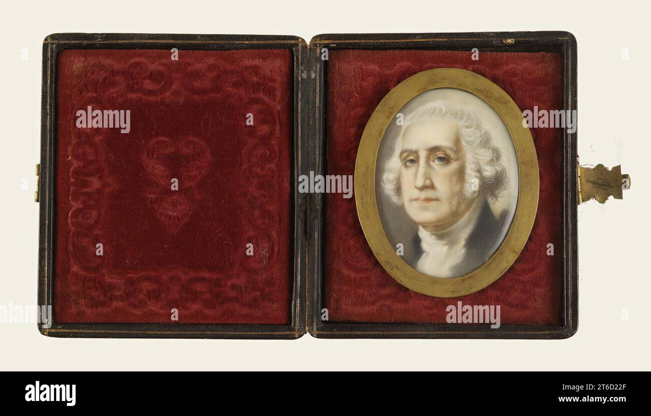 George Washington, 19th century. Portrait miniature in portable case ...