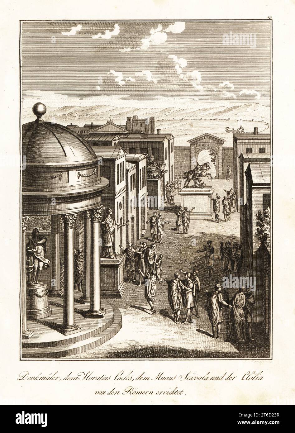 Statues of the Roman heroes Publius Horatius Cocles and Mucius Scaevola ...