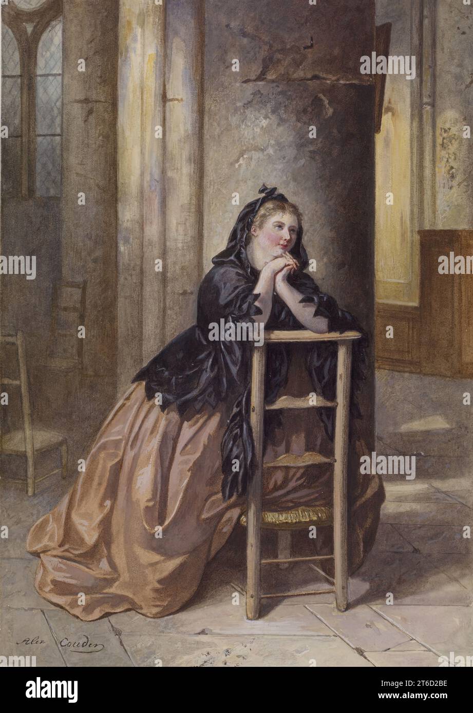Woman Kneeling in Prayer, 1864 Stock Photo - Alamy