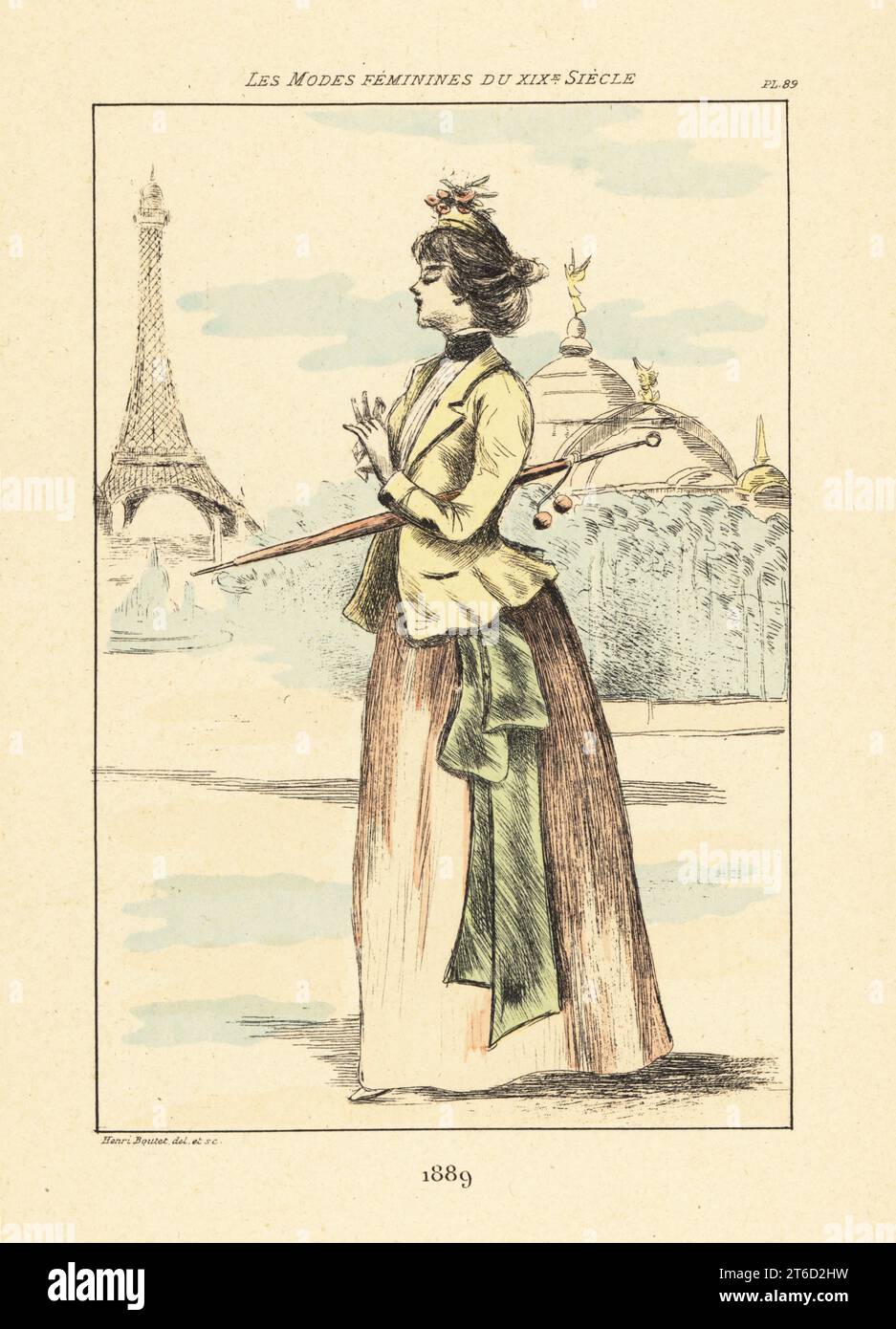 Fashionable woman near the Eiffel Tower and the Central Dome with ...