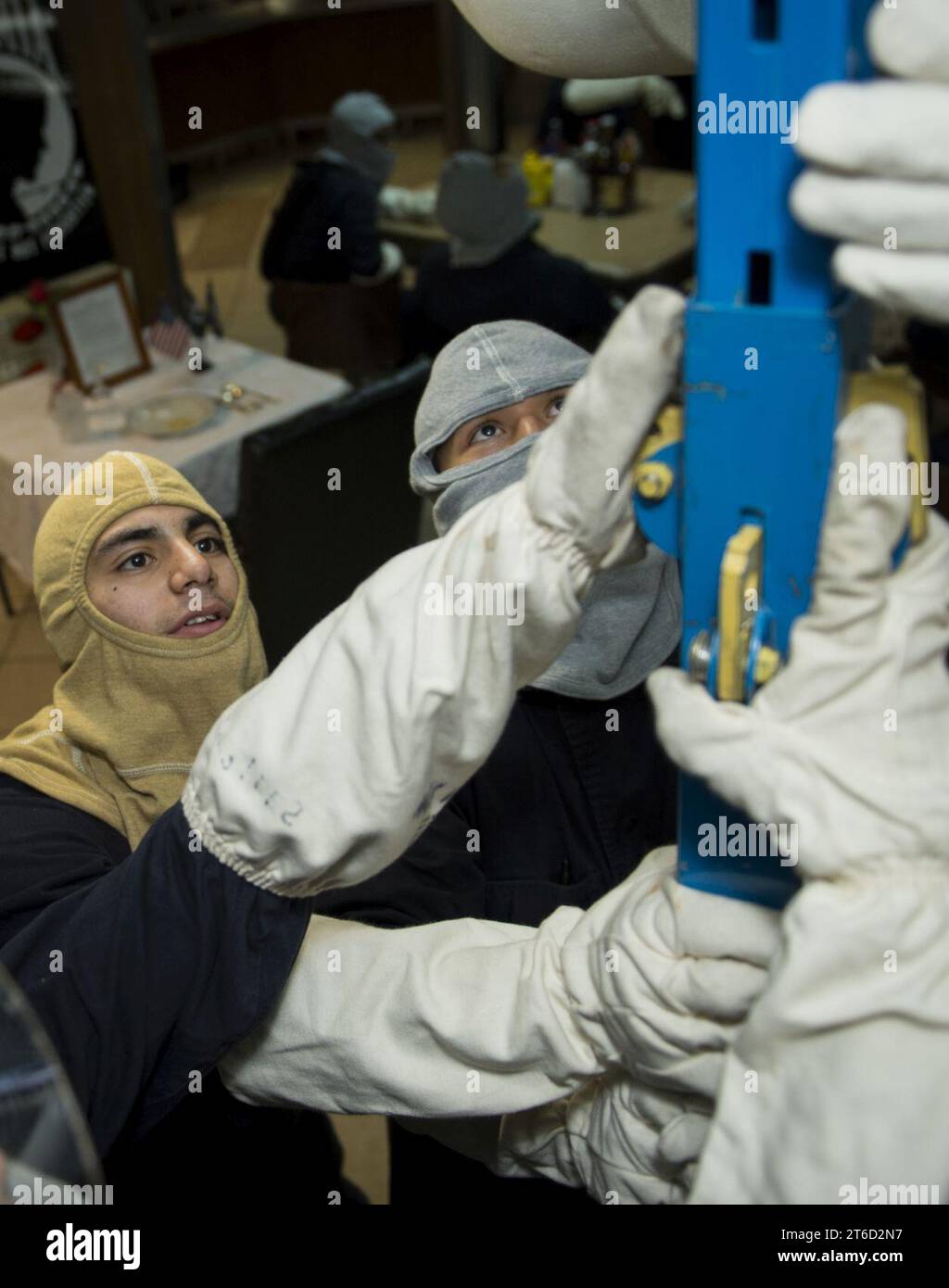 USS Carl Vinson general quarters drill 141031 Stock Photo - Alamy