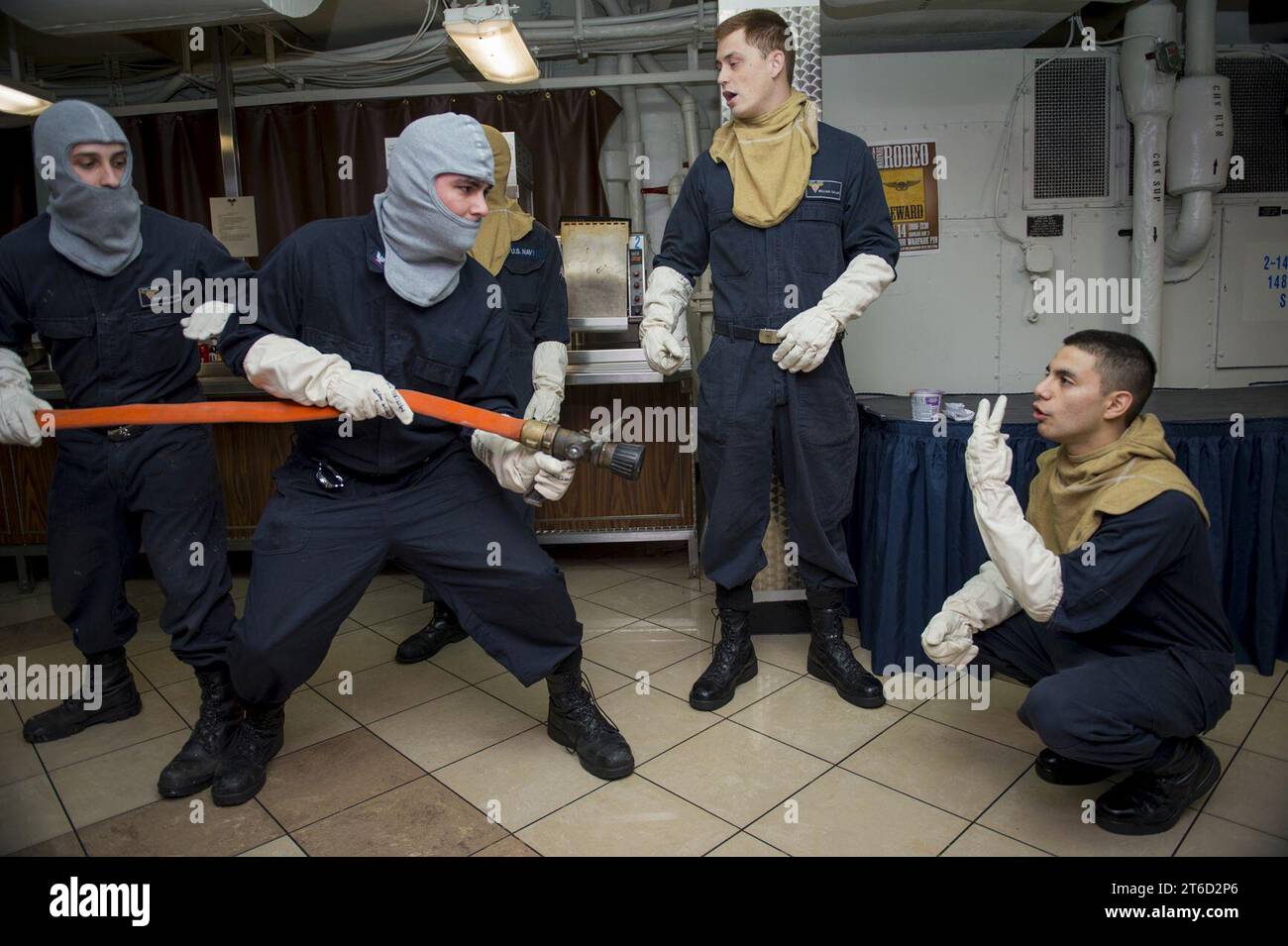 USS Carl Vinson general quarters drill 141205 Stock Photo - Alamy