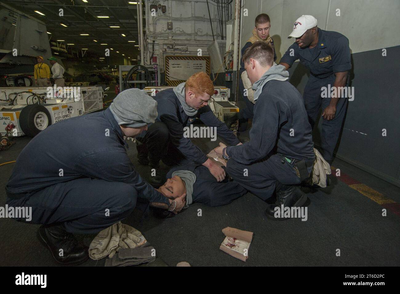 USS Carl Vinson general quarters drill 141205 Stock Photo - Alamy