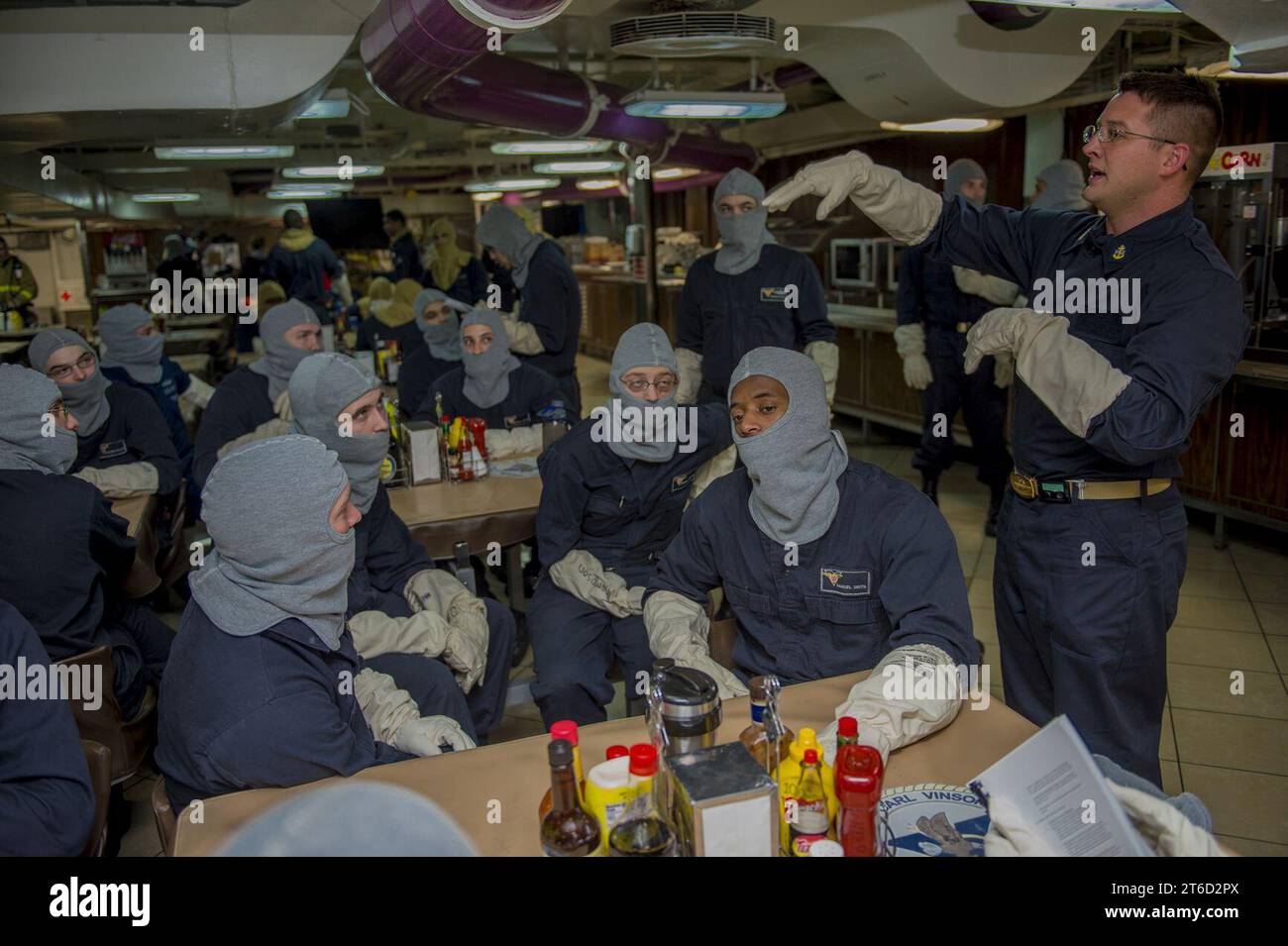 USS Carl Vinson general quarters drill 141205 Stock Photo - Alamy