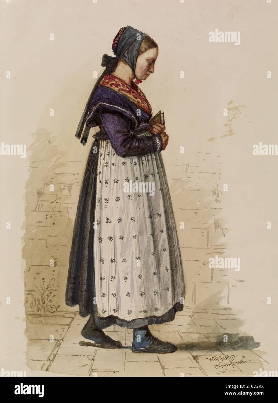 German Peasant Girl with Prayer Book, 1856 Stock Photo - Alamy