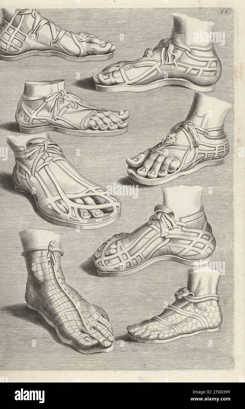 Roman leather footwear, sandals or solea, boots or calceus, etc ...